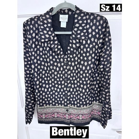 Bentley | Tops | Vintage Bentley Black Aztec Print Button Down Shirt Sz ...